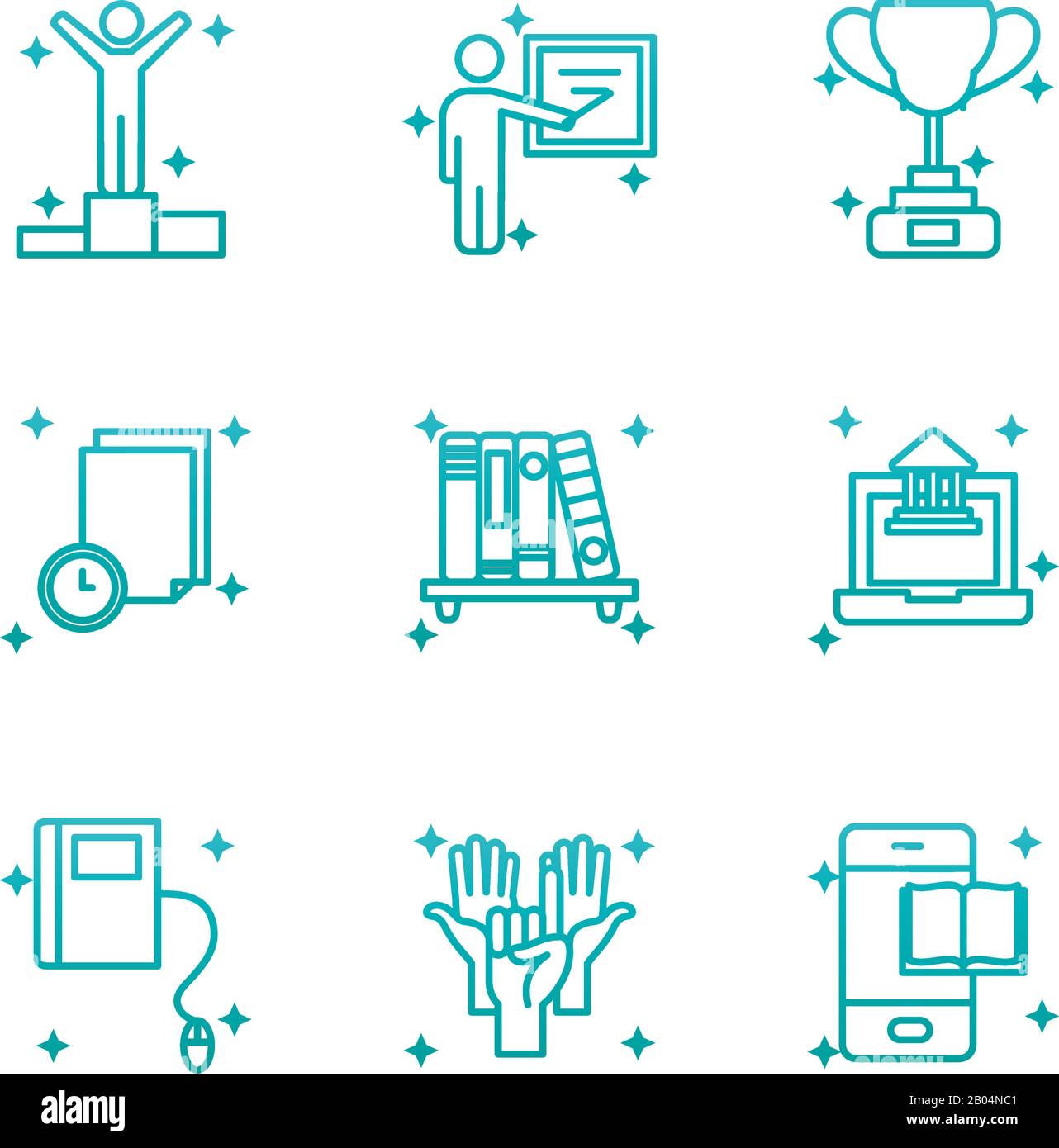 gradient style icon set design, Eduaction school university class ...