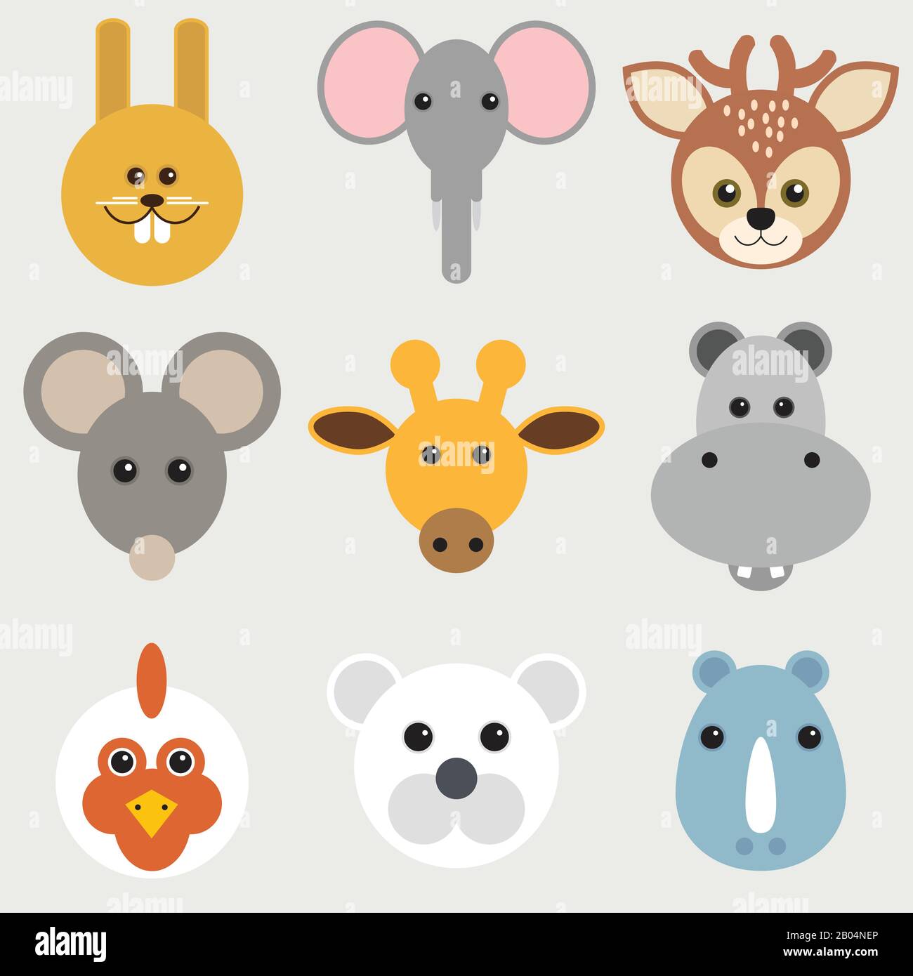 Vector illustration of cartoon animals head Stock Vector Image & Art ...