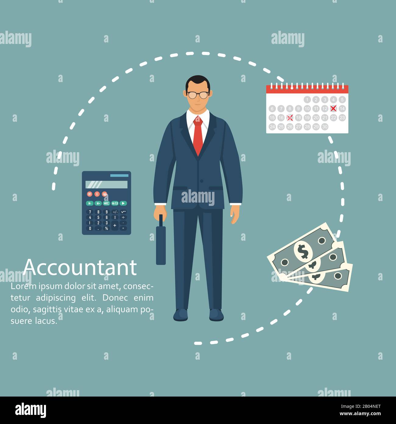 Businessman accountant. Concept of calculation and accounting. Vector ...