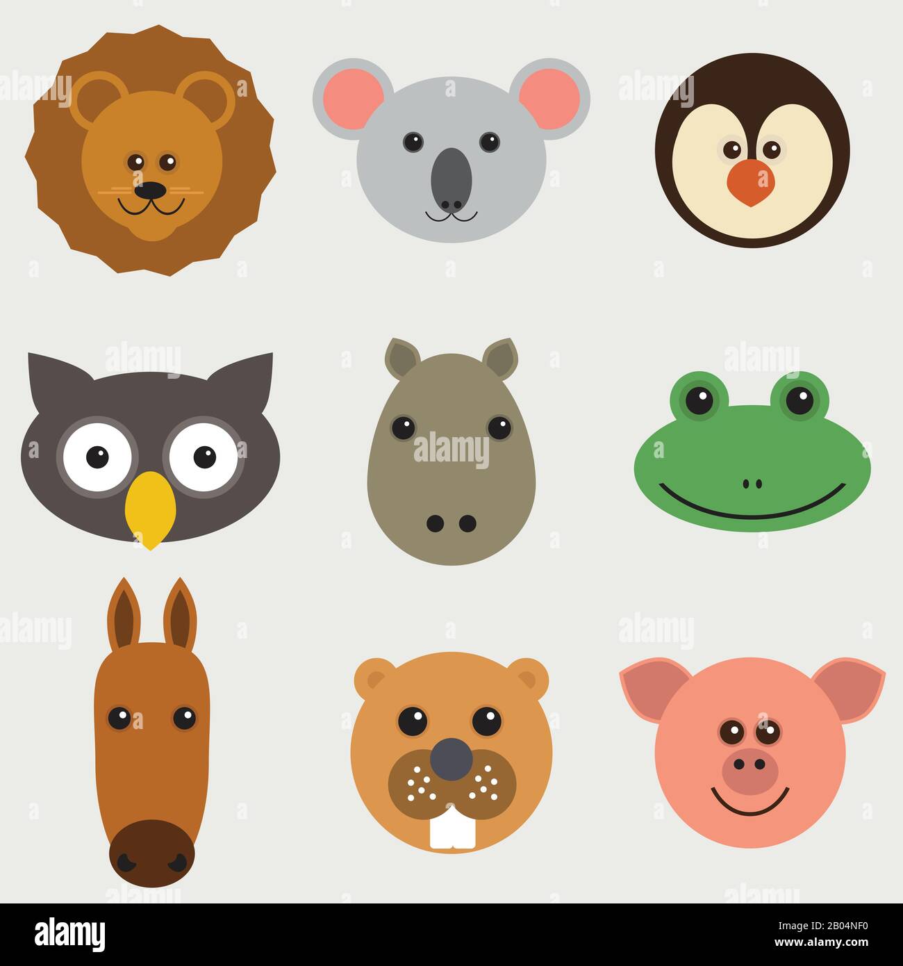 Vector illustration of cartoon animals head Stock Vector Image & Art ...