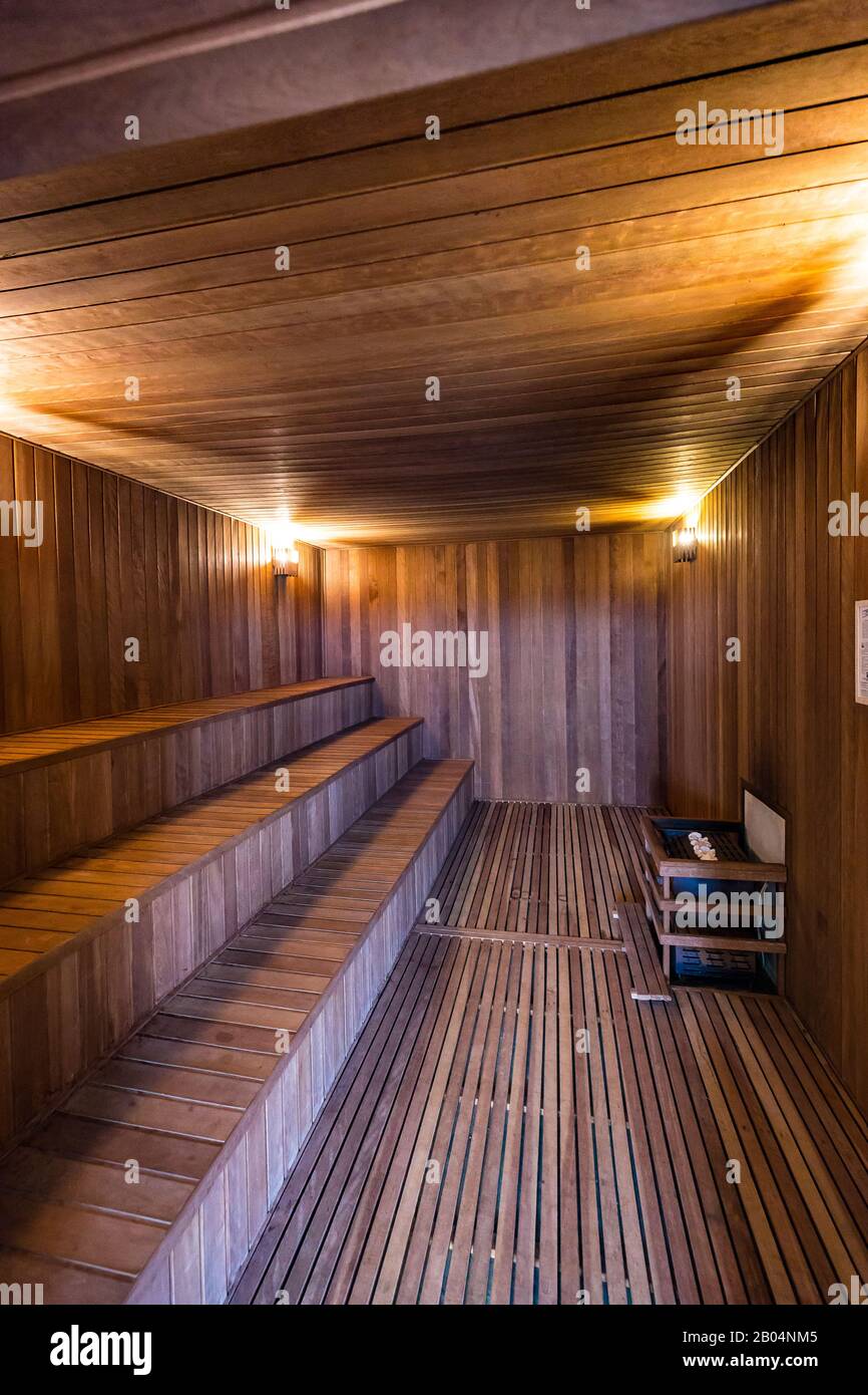 Interior of a wooden sauna Stock Photo - Alamy