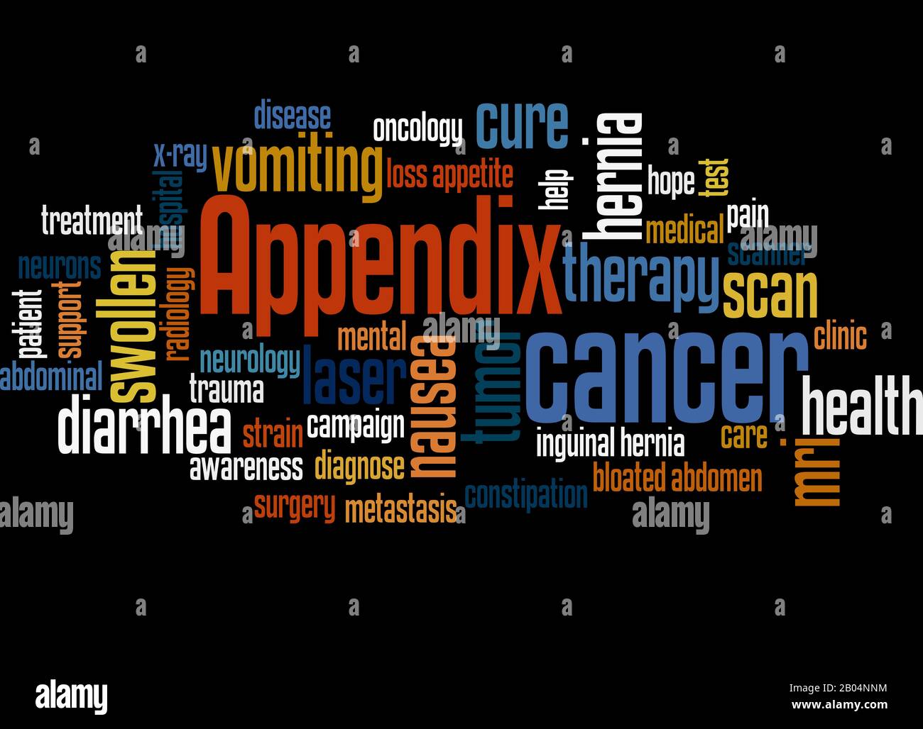 Appendix cancer word cloud concept on black background Stock Photo - Alamy