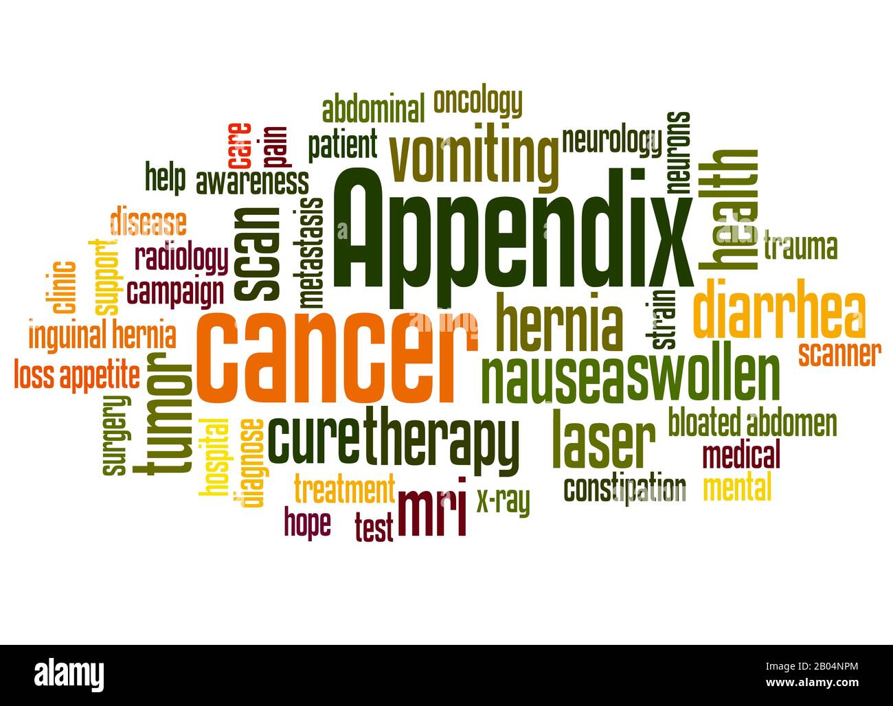 Appendix cancer word cloud concept on white background Stock Photo - Alamy