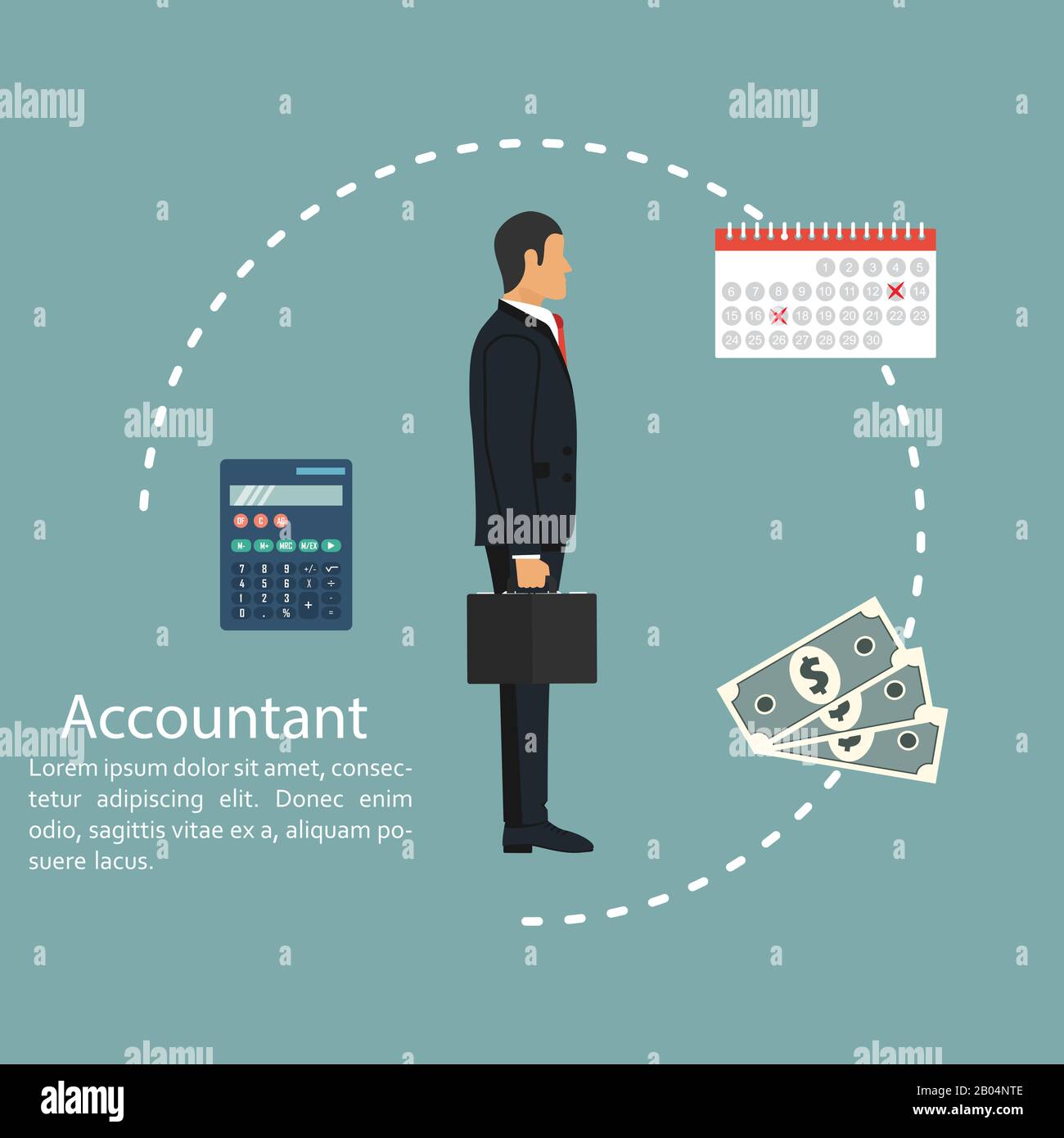 Businessman accountant. Concept of calculation and accounting. Vector ...