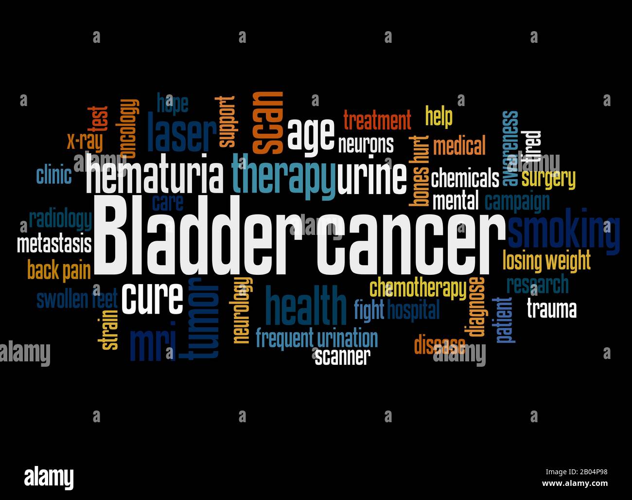 Bladder cancer word cloud concept on black background Stock Photo - Alamy