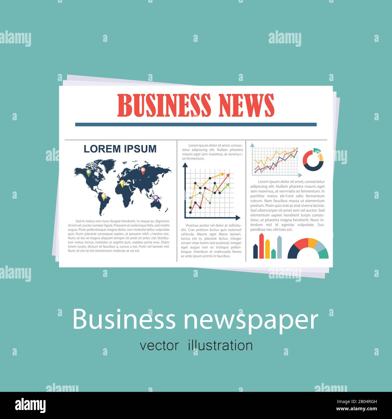 Business newspaper. Vector illustration in flat style Stock Vector ...