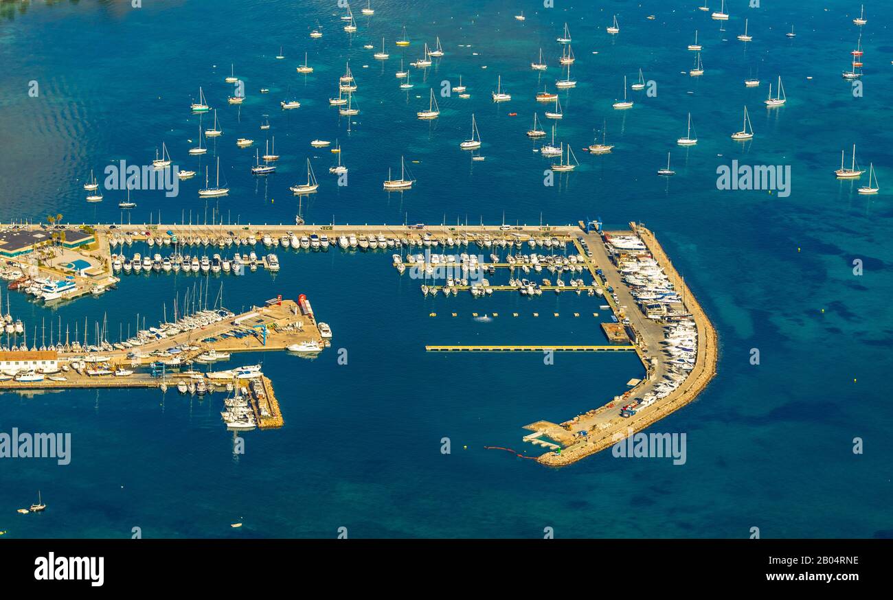 Aerial photo, island, Port de Pollença, Marina Pollensa, Mallorca ...