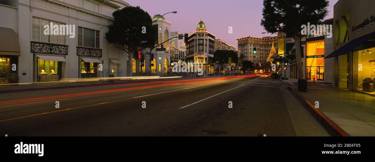 Buildings along a road, Rodeo Drive, Beverly Hills, California, USA ...