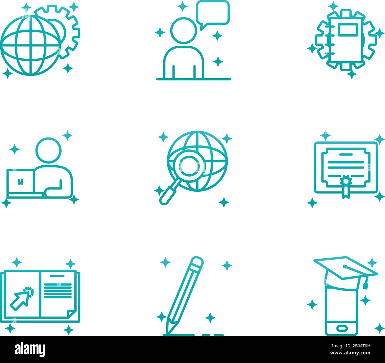 gradient style icon set design, Eduaction school university class ...