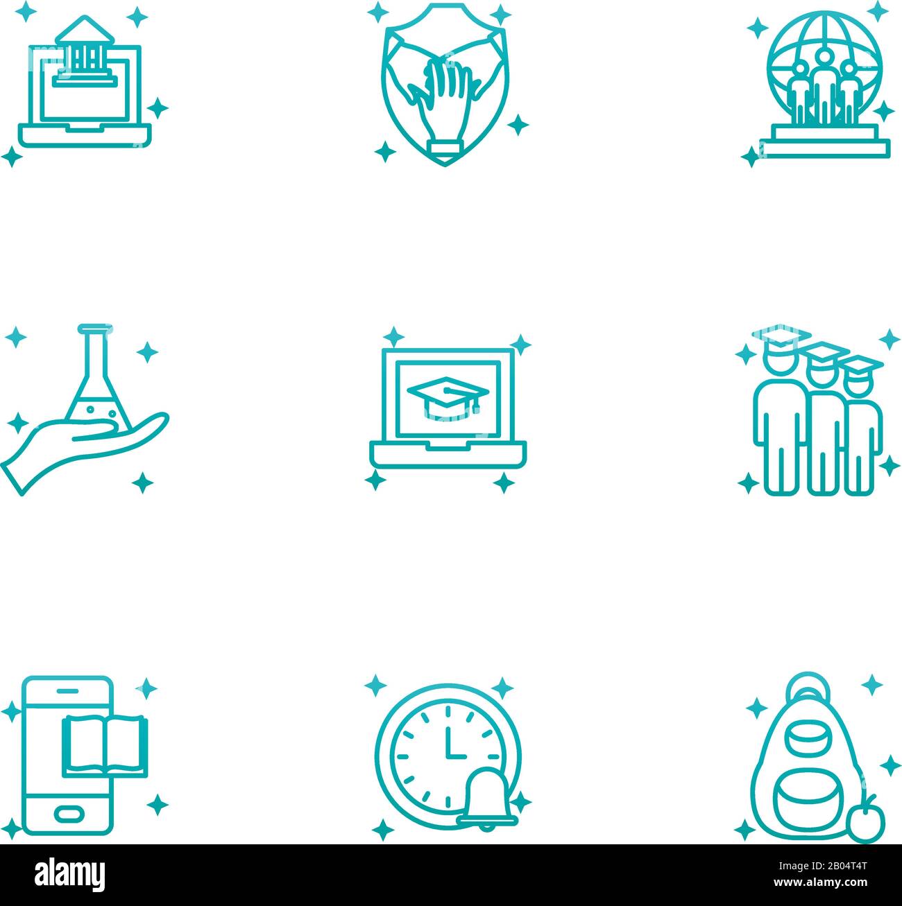 gradient style icon set design, Eduaction school university class ...