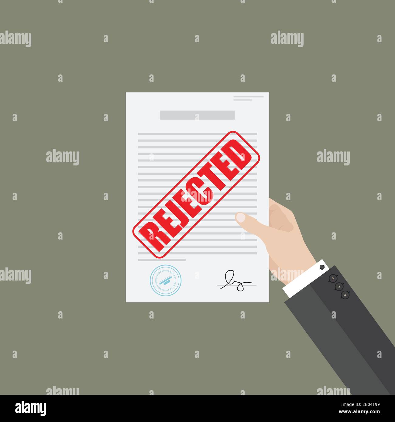 Businessman hand hold rejected document Stock Vector Image & Art - Alamy