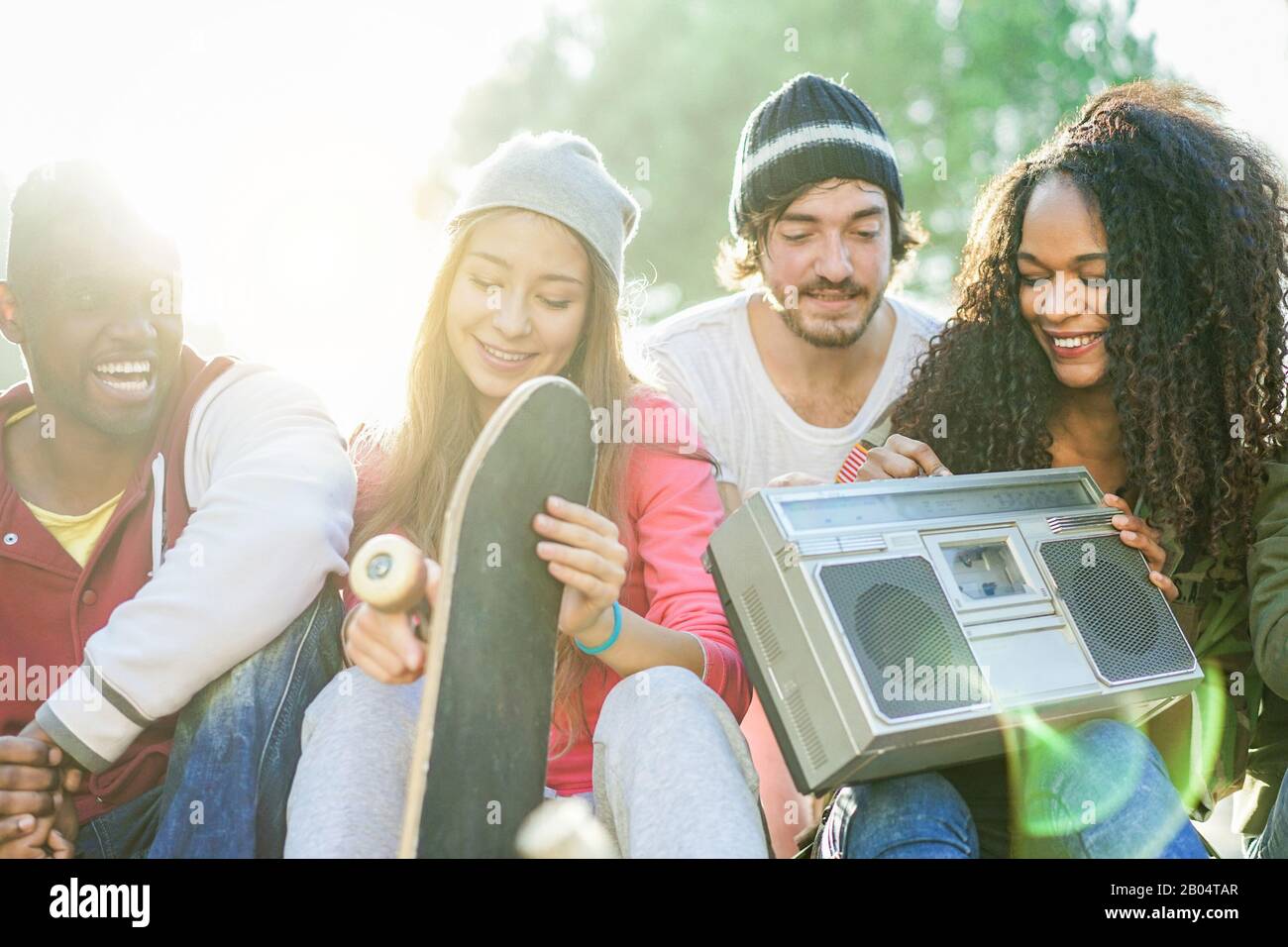 Group listening to music old and young hi-res stock photography and ...