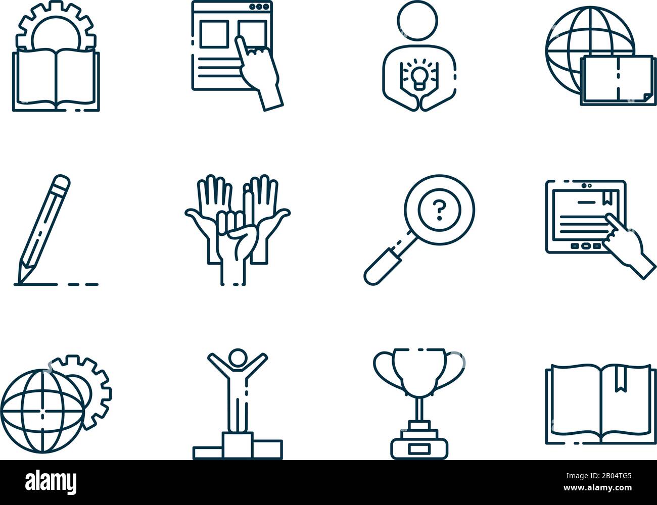 Line style icon set design, Eduaction school university class lesson ...