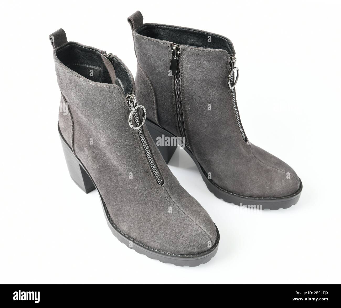The Gray women boots on white background Stock Photo - Alamy
