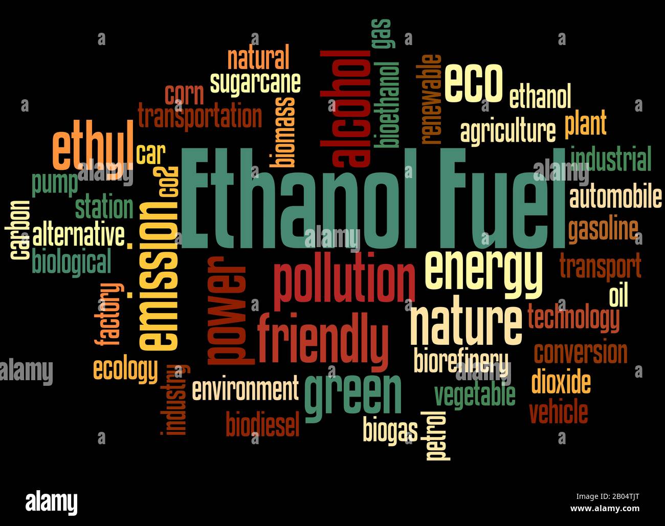 Ethanol fuel word cloud concept on black background Stock Photo - Alamy