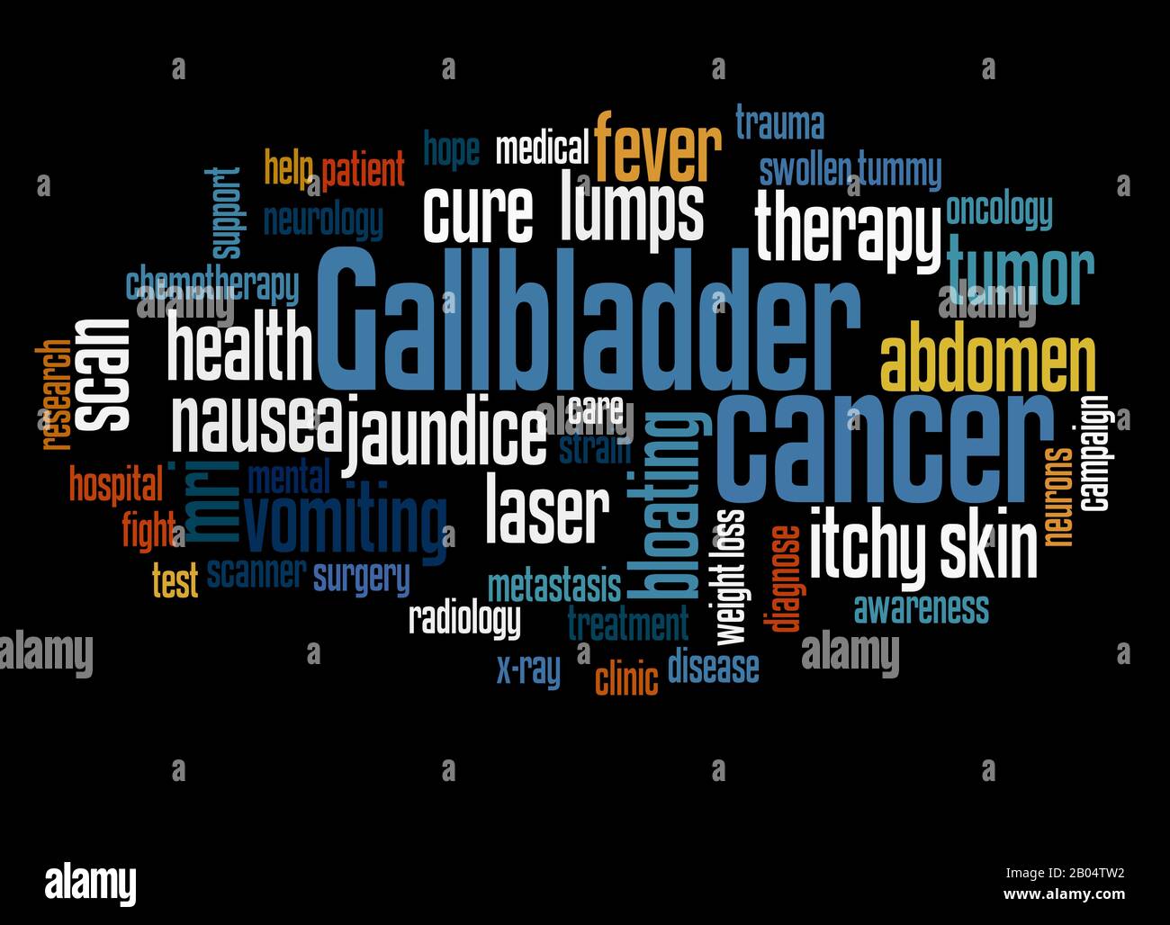 Gallbladder cancer word cloud concept on black background Stock Photo ...