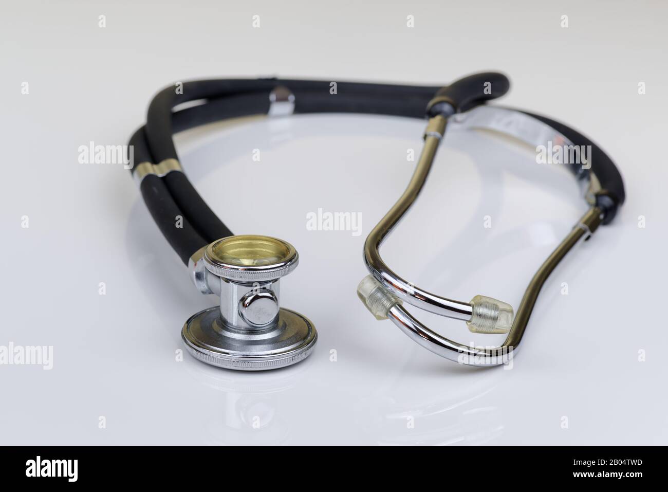 High angle view of stethoscope on white background Stock Photo - Alamy