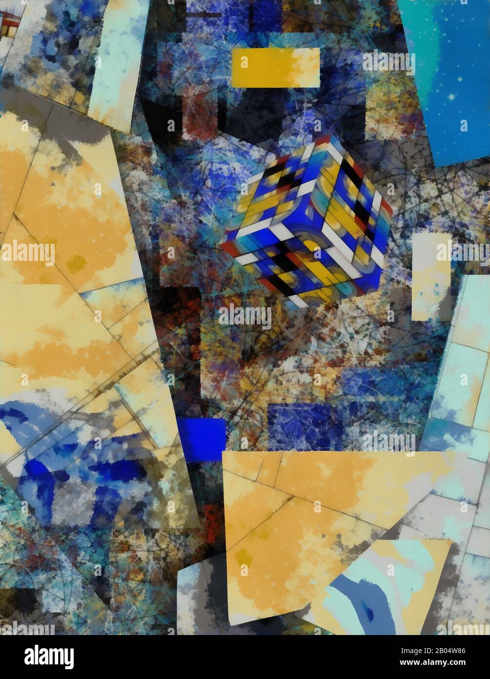 Angular Abstract with Colorful Cube Stock Photo - Alamy