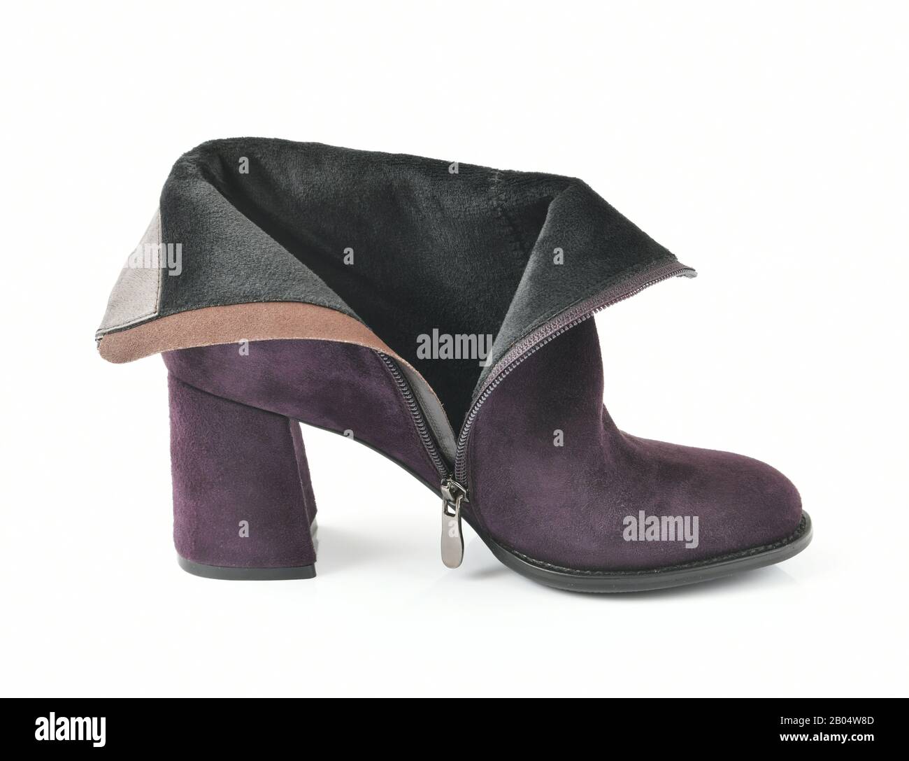 The wine-colored women boots on white background Stock Photo - Alamy