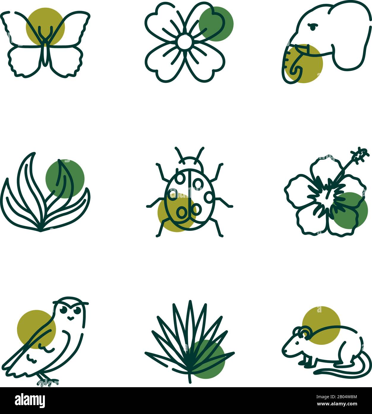 Half line half color style icon set design, Biodiversity animals life ...