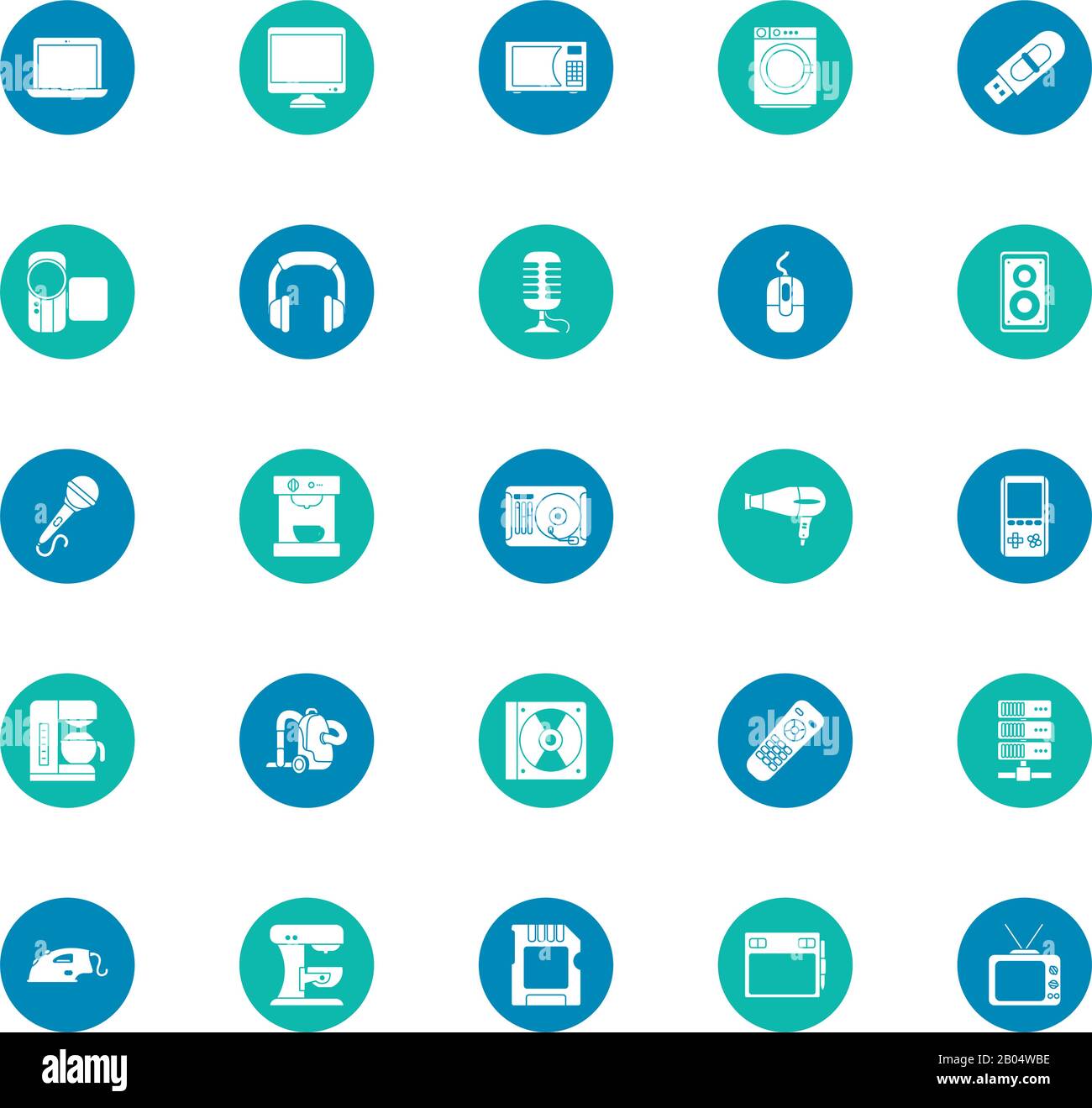 Block style icon set design, Technology appliance house home electronic ...