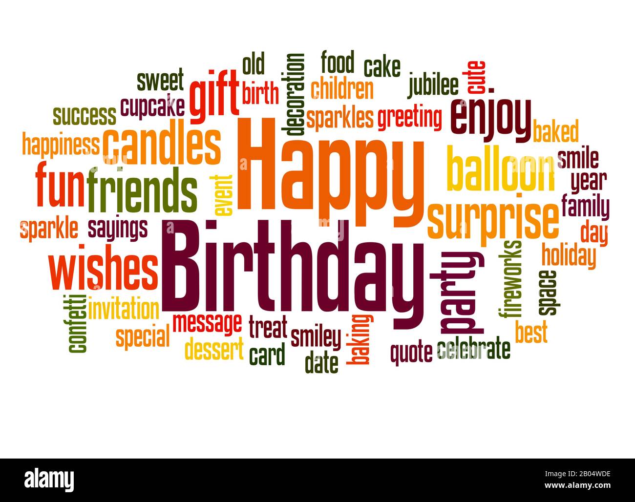 Happy birthday word cloud concept on white background Stock Photo - Alamy