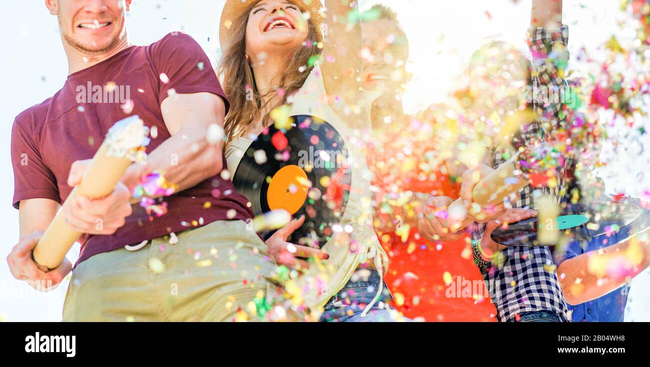 Woman dancing throwing confetti party hi-res stock photography and ...