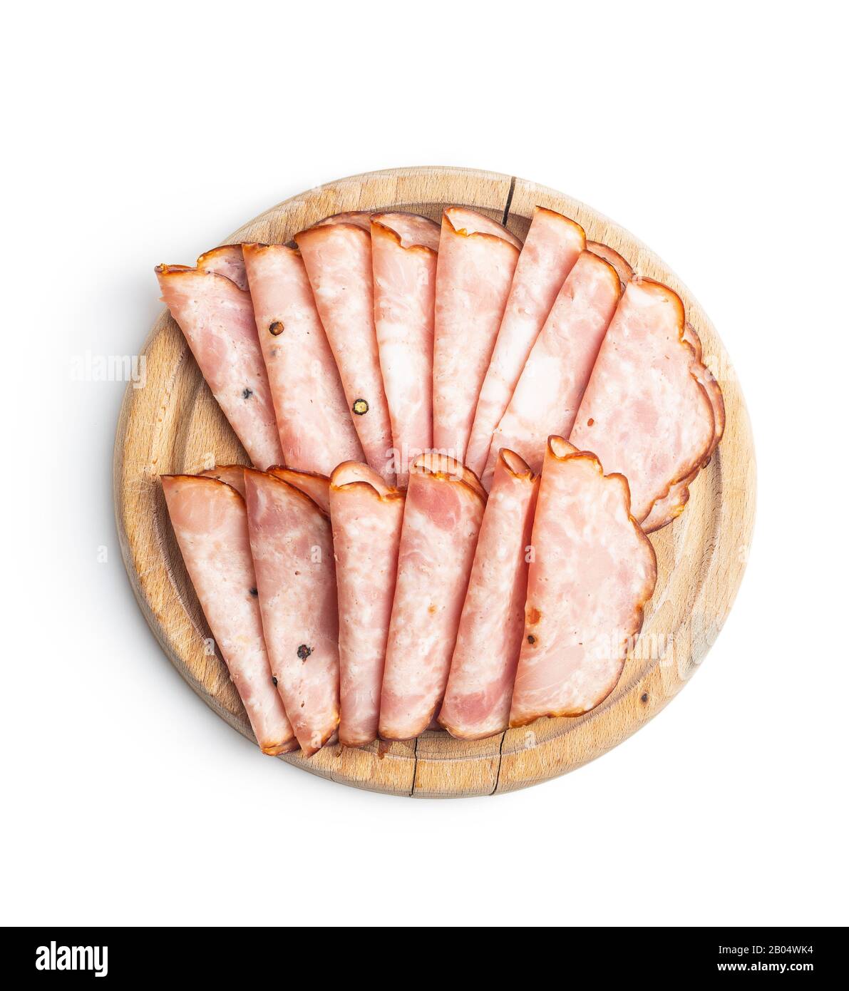Sliced salami sausage. Smoked ham isolated on white background Stock ...
