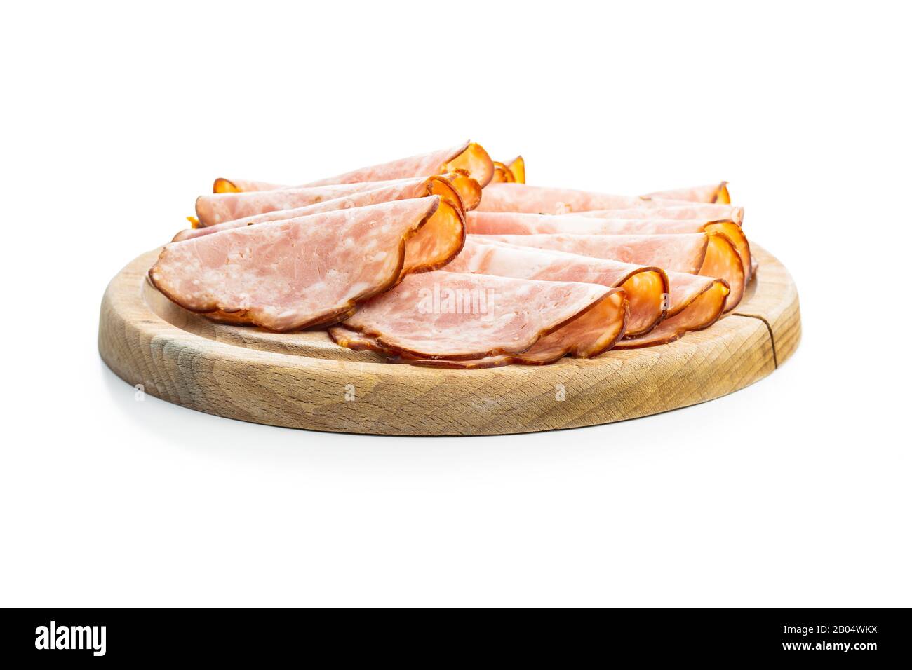 Sliced salami sausage. Smoked ham isolated on white background Stock ...