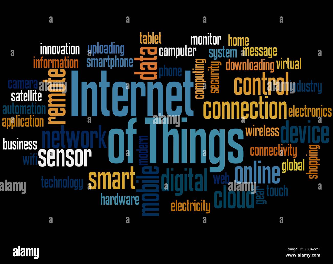Internet of Things word cloud concept on black background Stock Photo ...