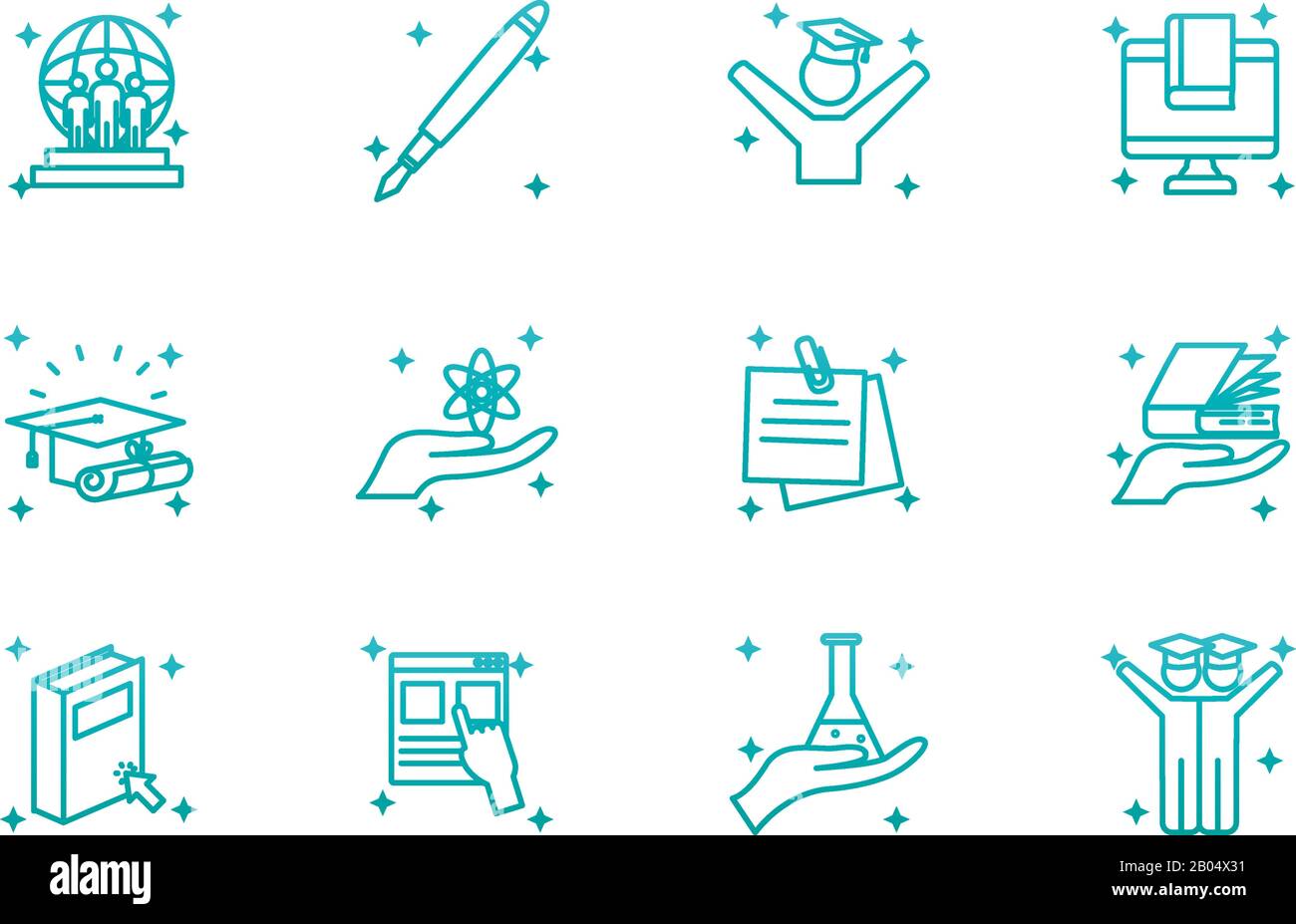 gradient style icon set design, Eduaction school university class ...
