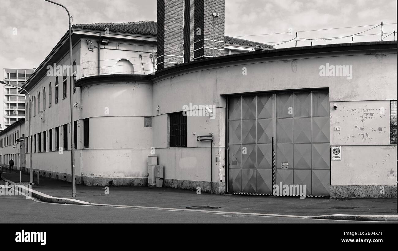 Old-fashioned factory in Orobia street, southern suburbs of Milan ...