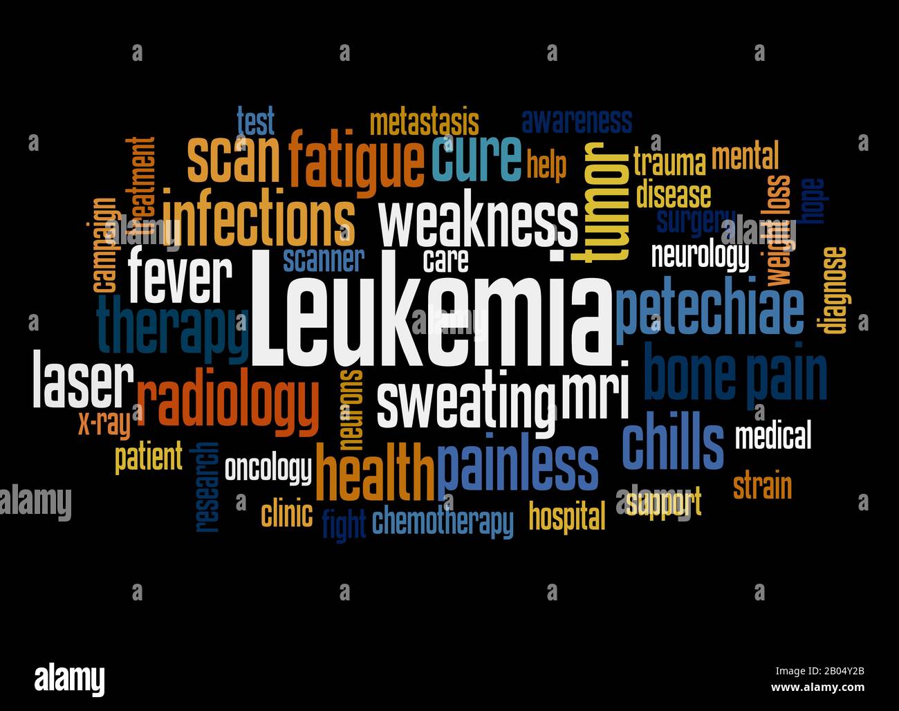 Leukemia word cloud concept on black background Stock Photo - Alamy
