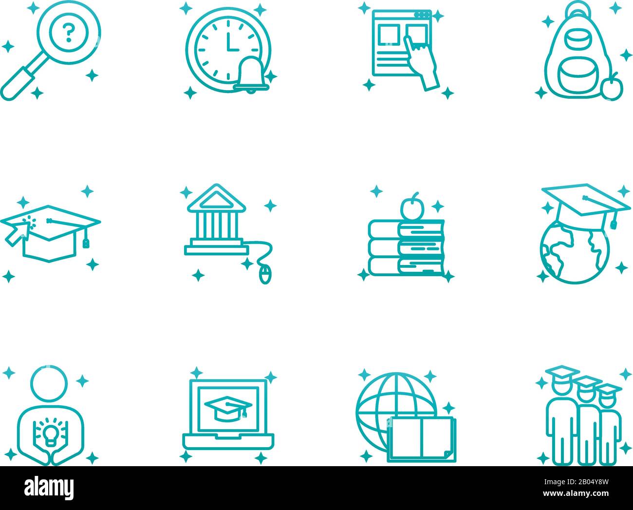 gradient style icon set design, Eduaction school university class ...