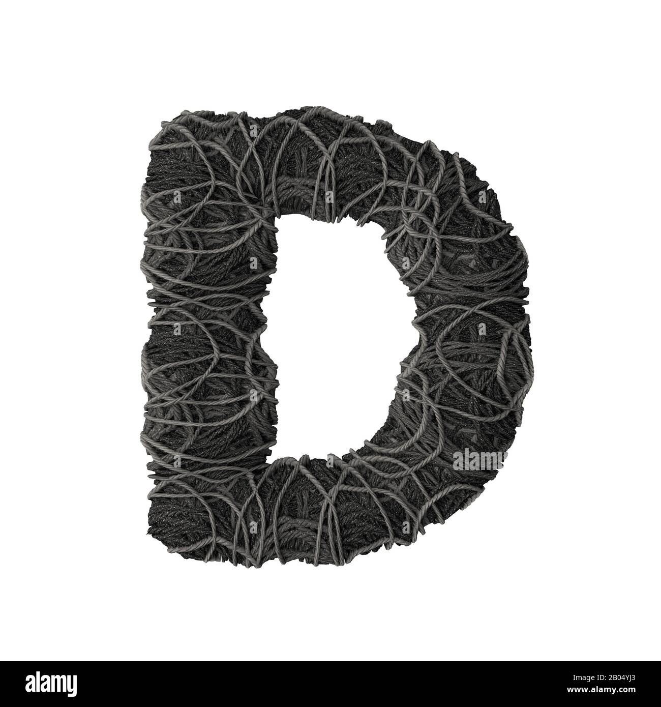 Letter D stylized in the form of a rope pile - 3D render Stock Photo ...