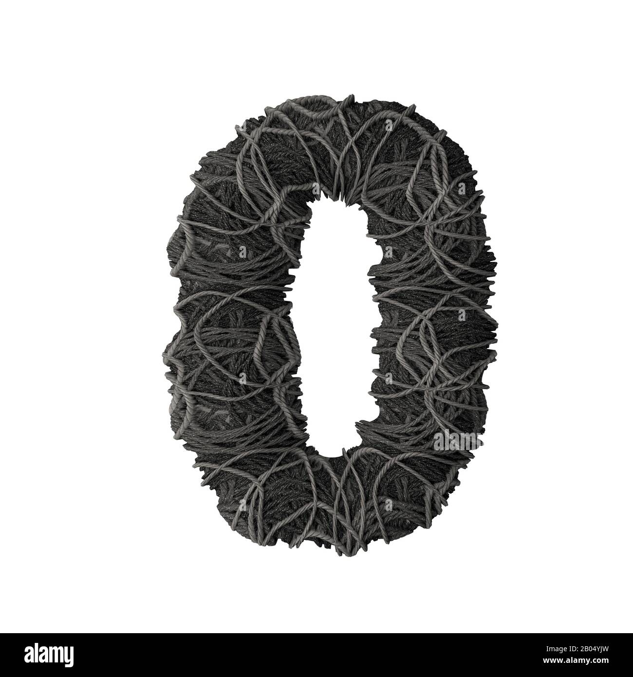 Number 0 stylized in the form of a rope pile - 3D render Stock Photo ...