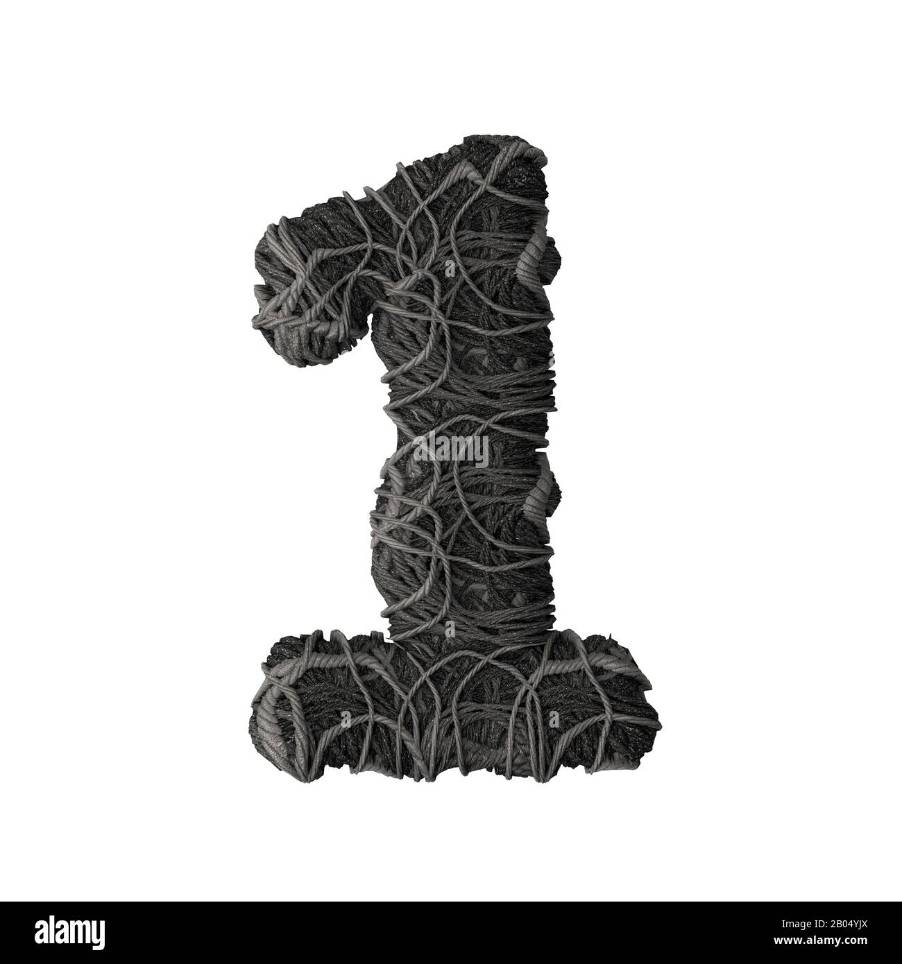 Number 1 stylized in the form of a rope pile - 3D render Stock Photo ...