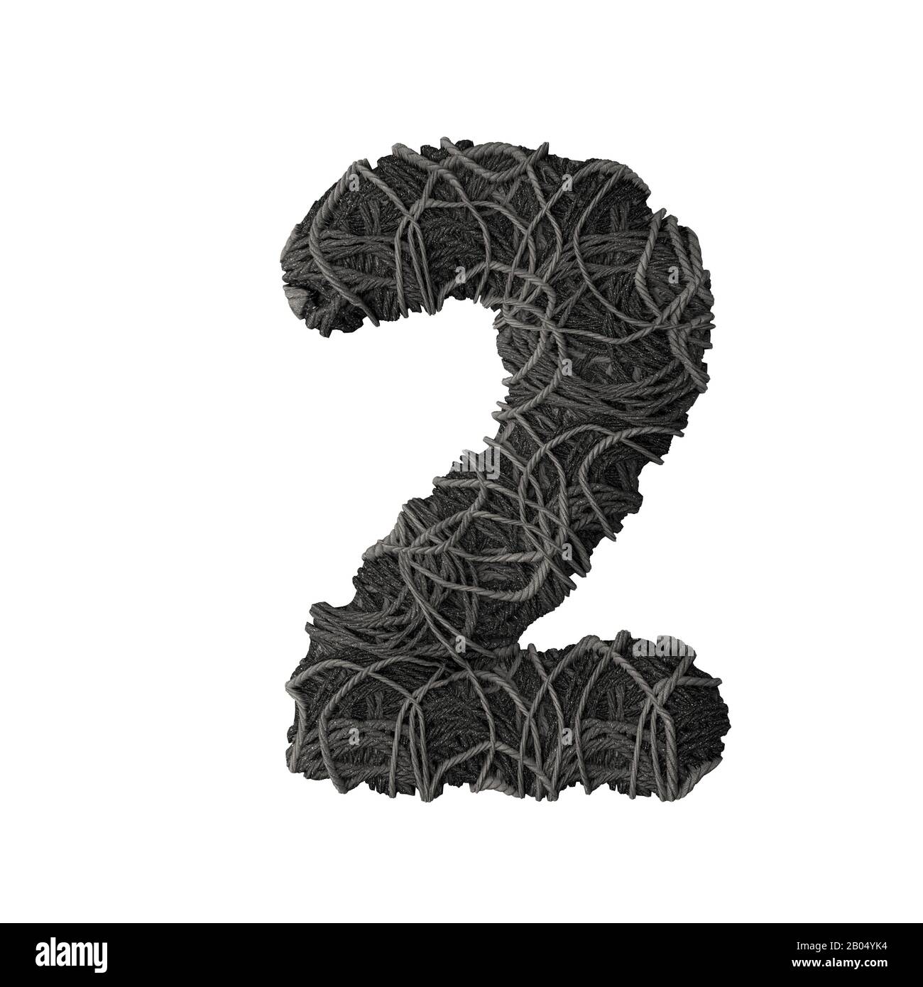 Number 2 stylized in the form of a rope pile - 3D render Stock Photo ...