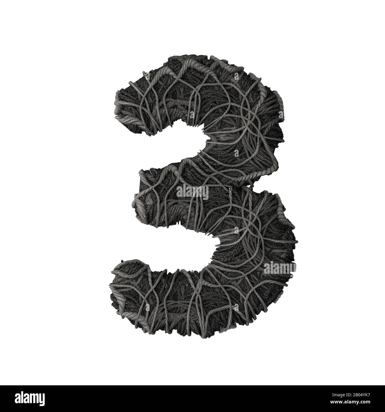 Number 3 stylized in the form of a rope pile - 3D render Stock Photo ...