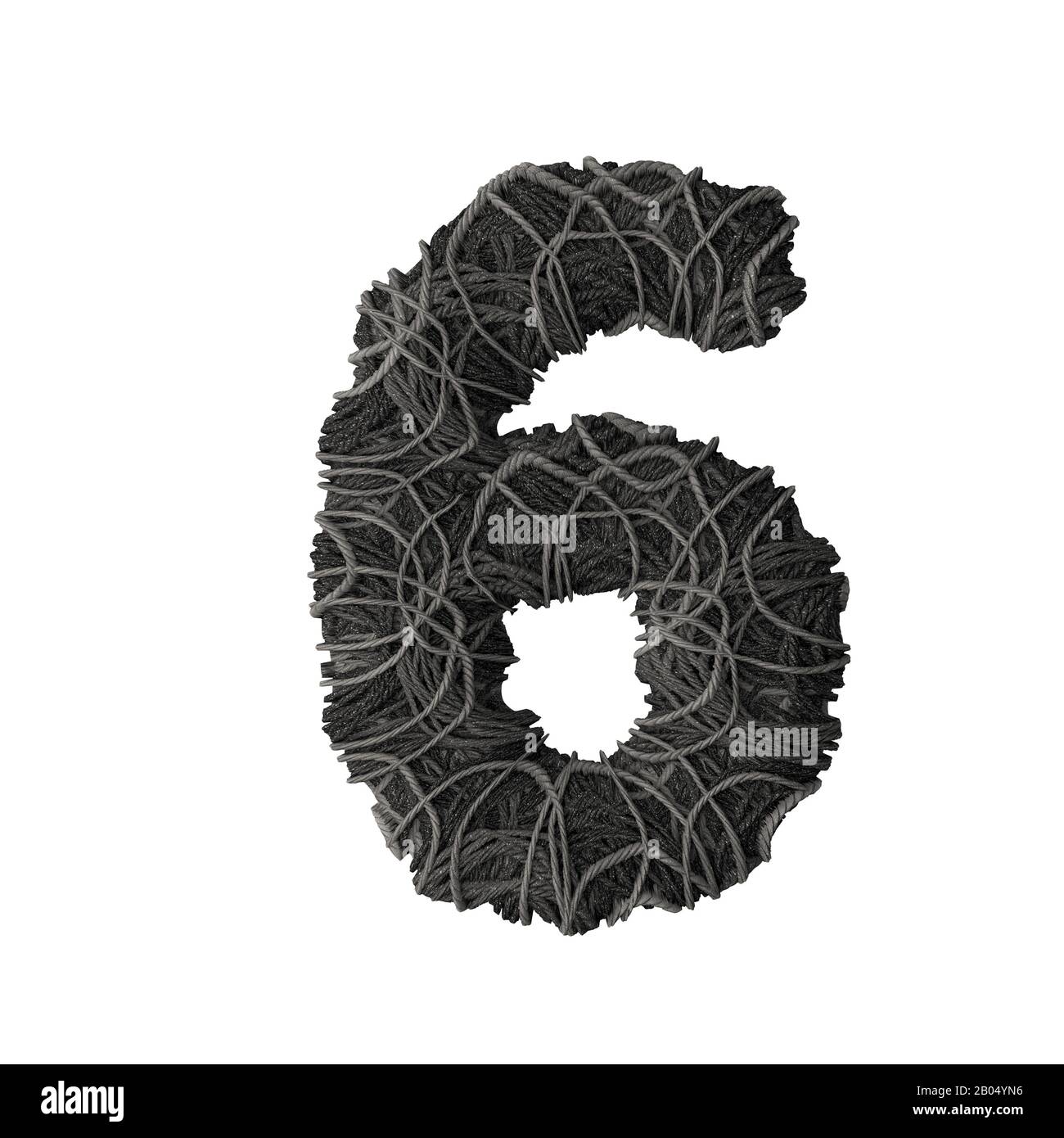 Number 6 stylized in the form of a rope pile - 3D render Stock Photo ...