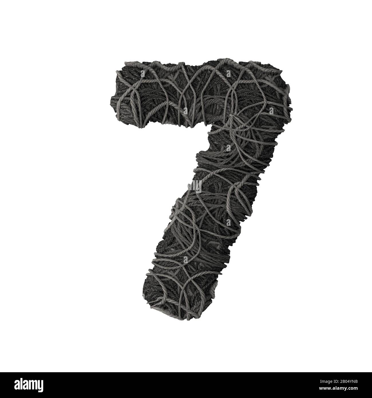 Number 7 stylized in the form of a rope pile - 3D render Stock Photo ...