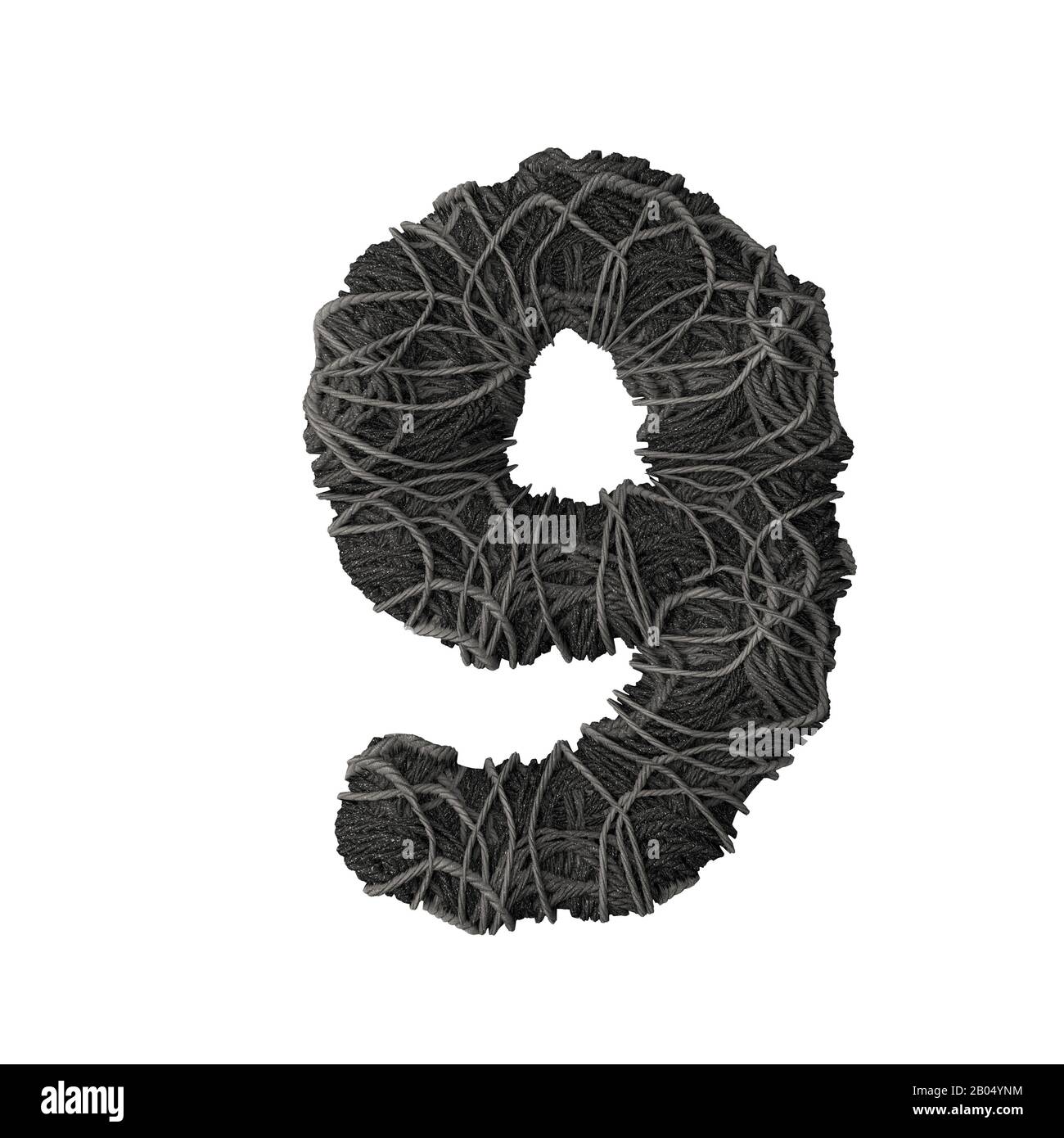Number 9 stylized in the form of a rope pile - 3D render Stock Photo ...