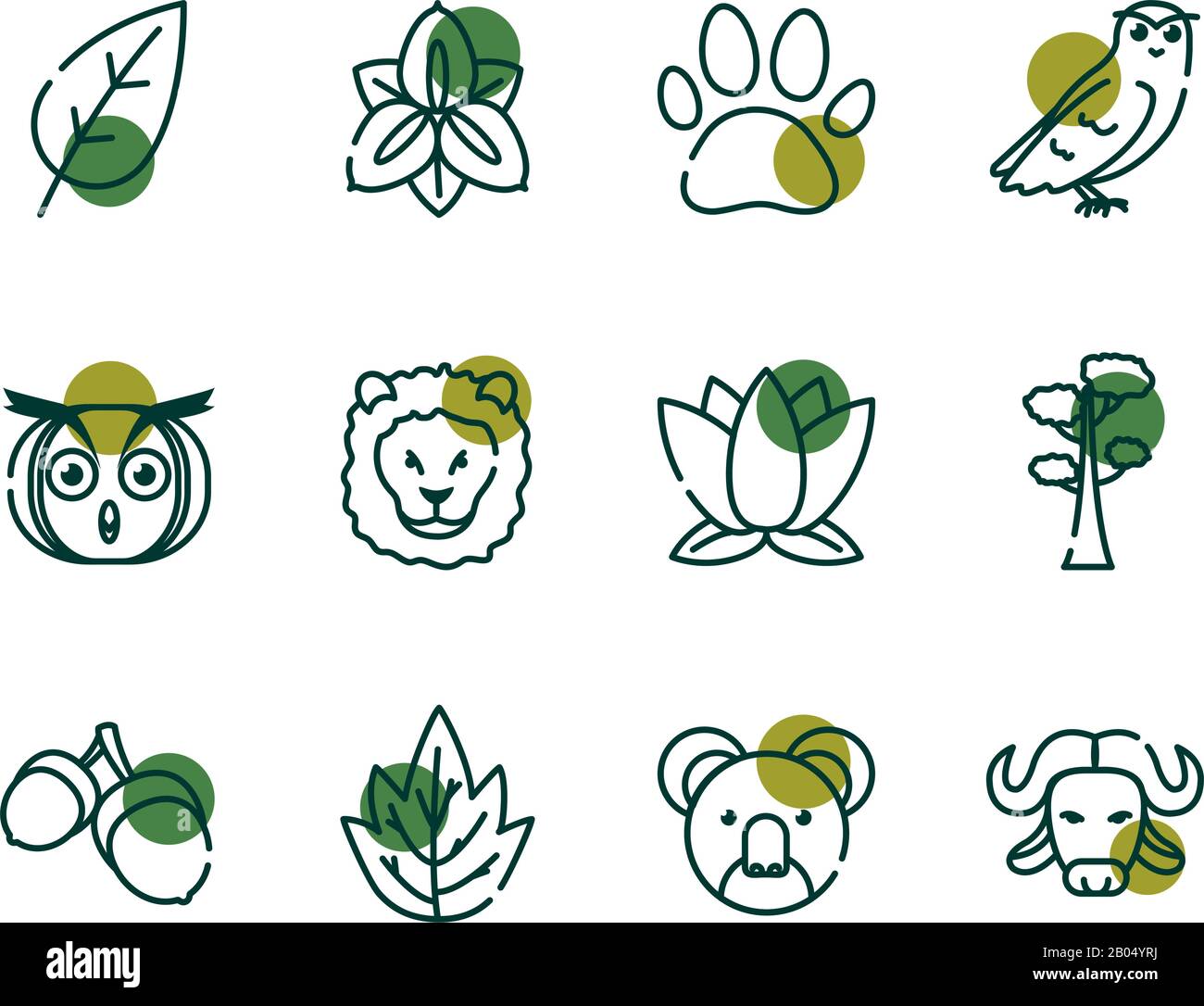 Half line half color style icon set design, Biodiversity animals life ...