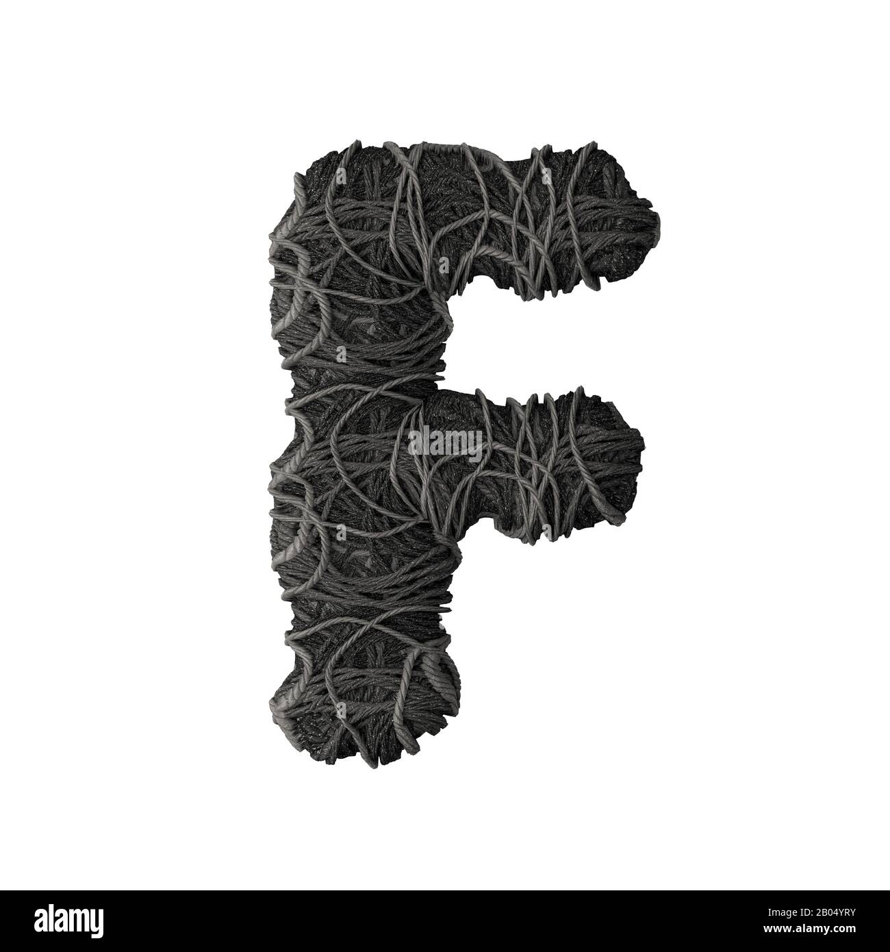 Letter F stylized in the form of a rope pile - 3D render Stock Photo ...