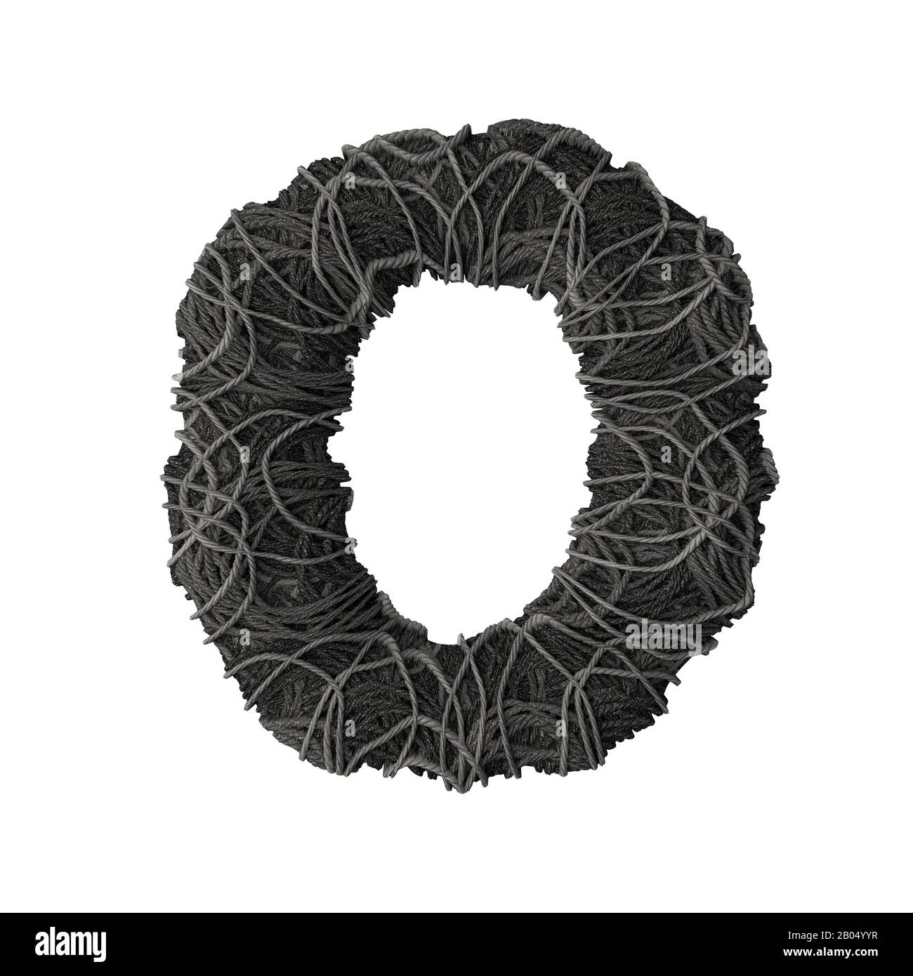 Letter O stylized in the form of a rope pile - 3D render Stock Photo ...
