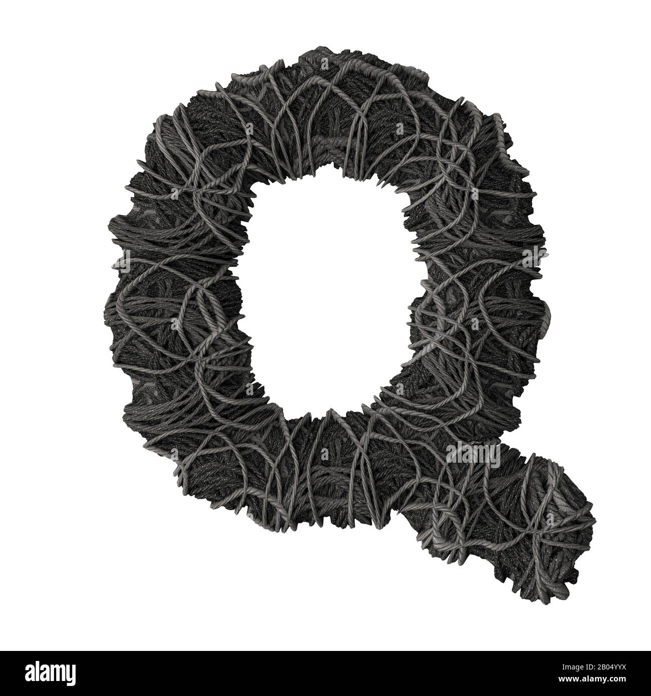 Letter Q stylized in the form of a rope pile - 3D render Stock Photo ...