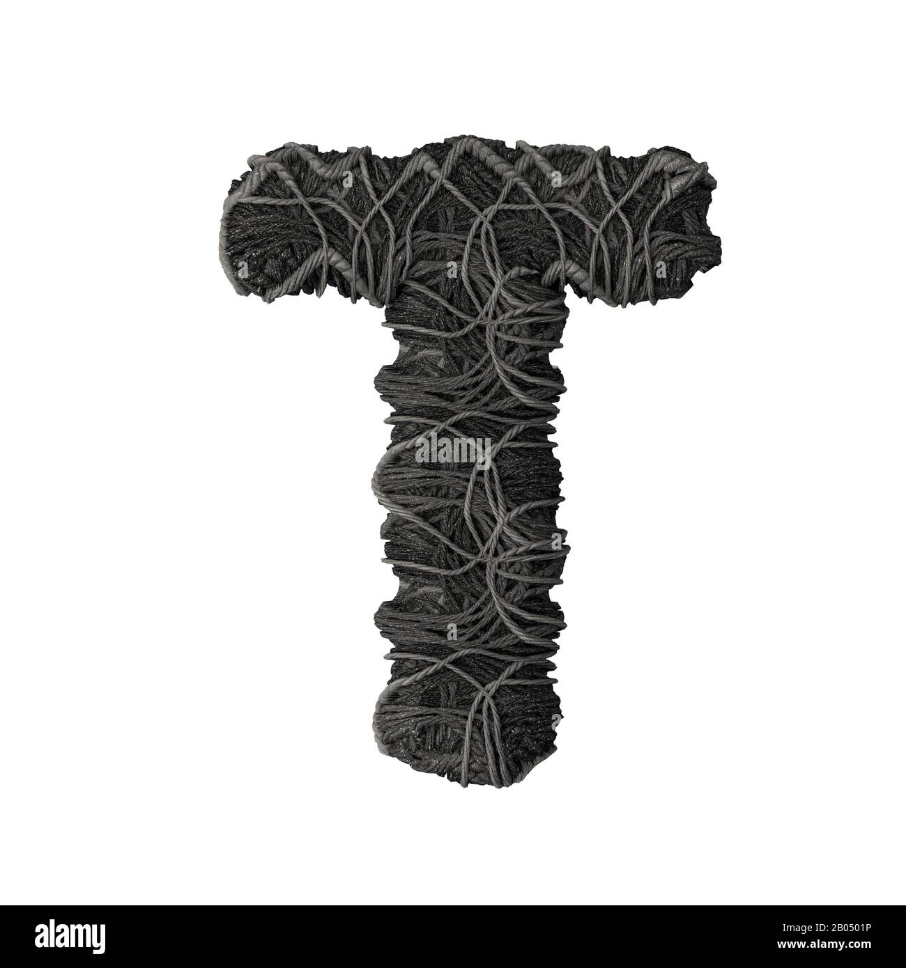 Letter T stylized in the form of a rope pile - 3D render Stock Photo ...