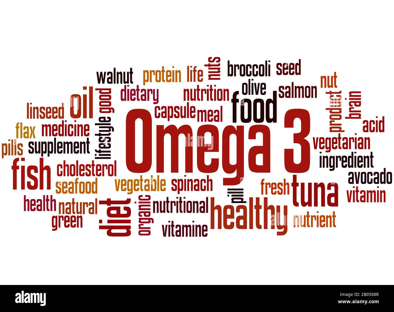 Omega 3 word cloud concept on white background Stock Photo - Alamy