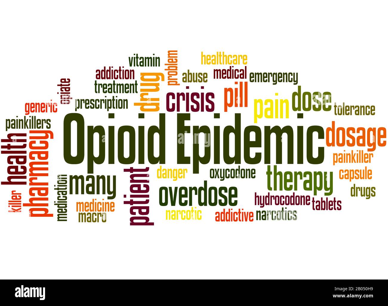 Opioid epidemic word cloud concept on white background Stock Photo - Alamy