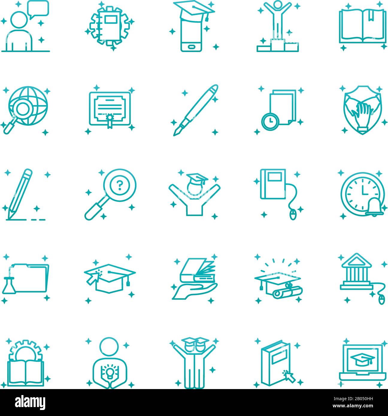 gradient style icon set design, Eduaction school university class ...